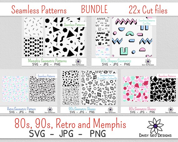 90s Retro SVG BUNDLE Seamless Geometric Pattern for Cricut | Etsy