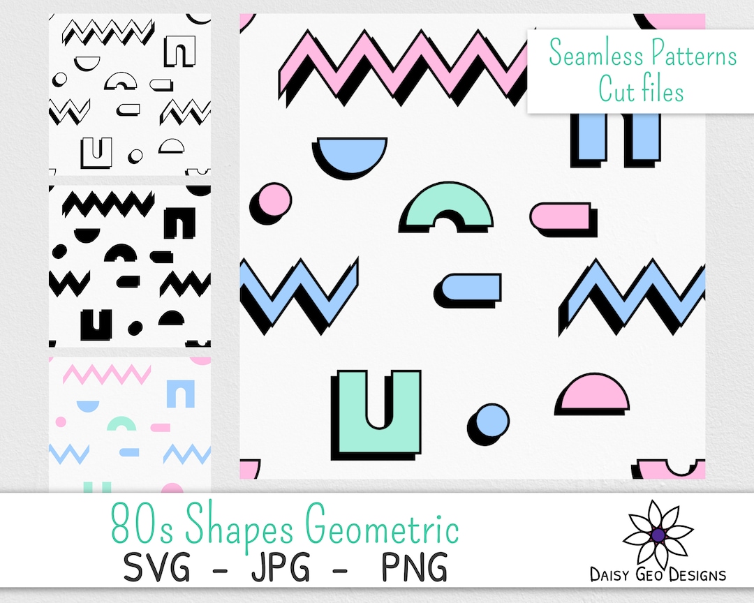 80s Shapes Geometric SVG, Seamless Pattern for Cricut and Silhouette ...