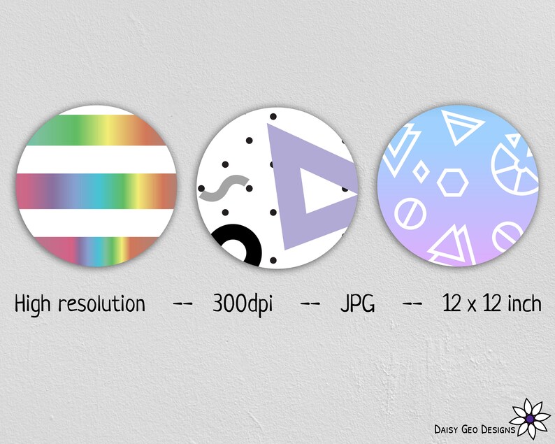 90s Shapes Digital Papers, Pastel Gradient, 80s Retro Geometric ...