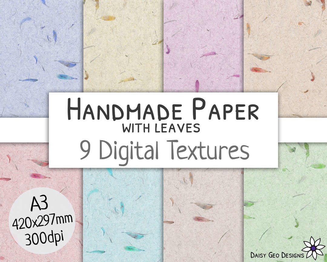 Handmade Paper Texture With Leaves, A3 Digital, 300dpi, Scrapbook ...