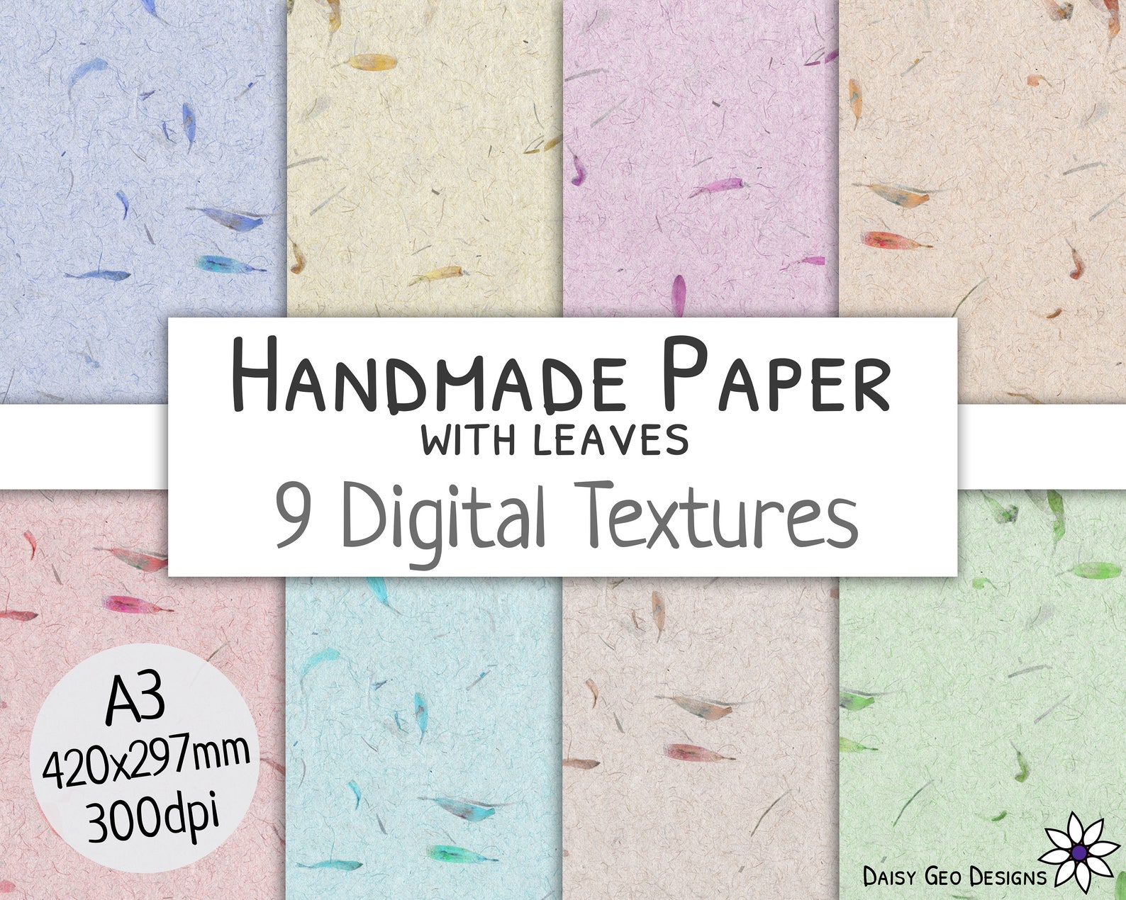 Handmade Paper Texture With Leaves A3 Digital 300dpi - Etsy