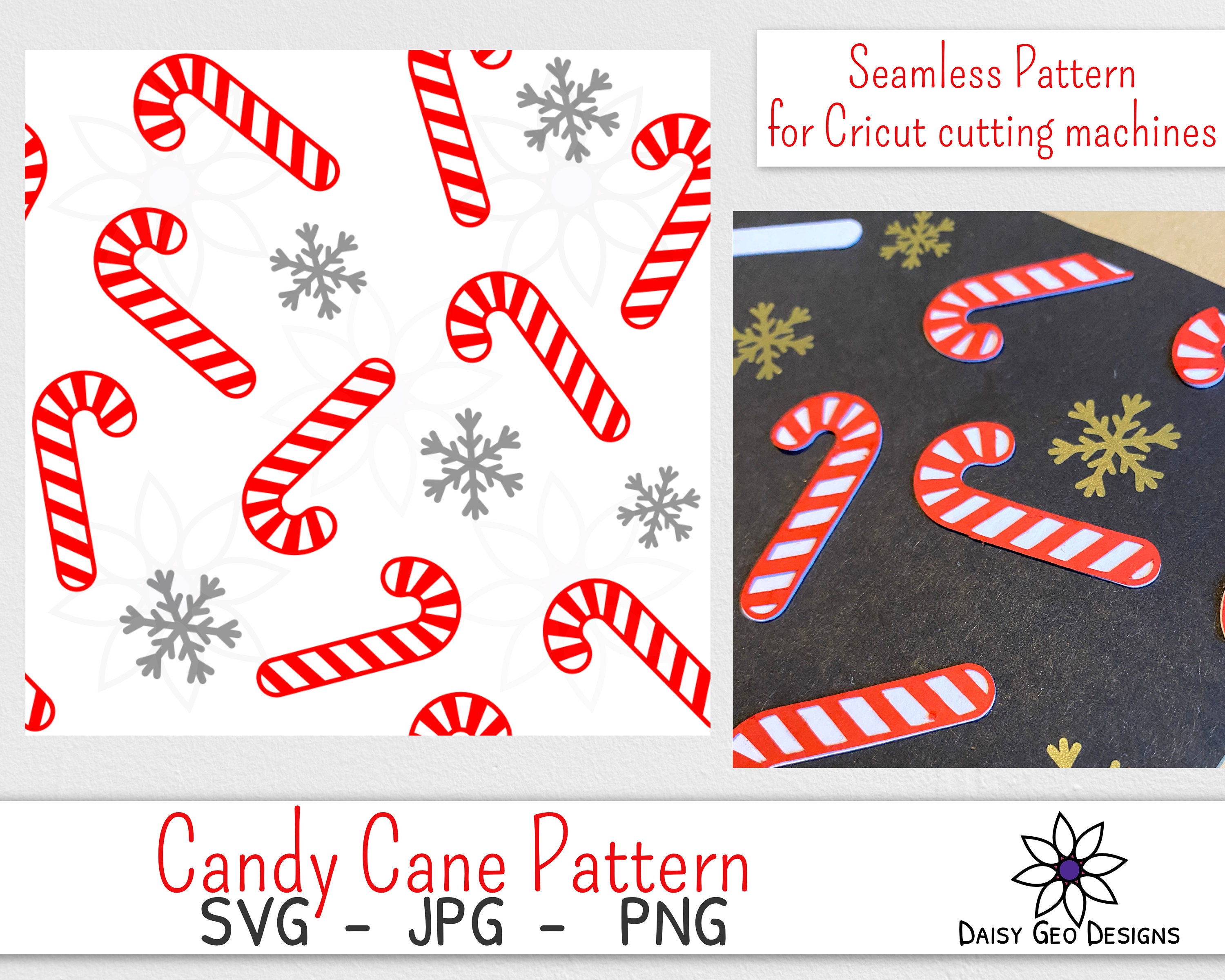Candy Cane Pattern SVG, Seamless Repeat, Cricut Silhouette Cut File ...