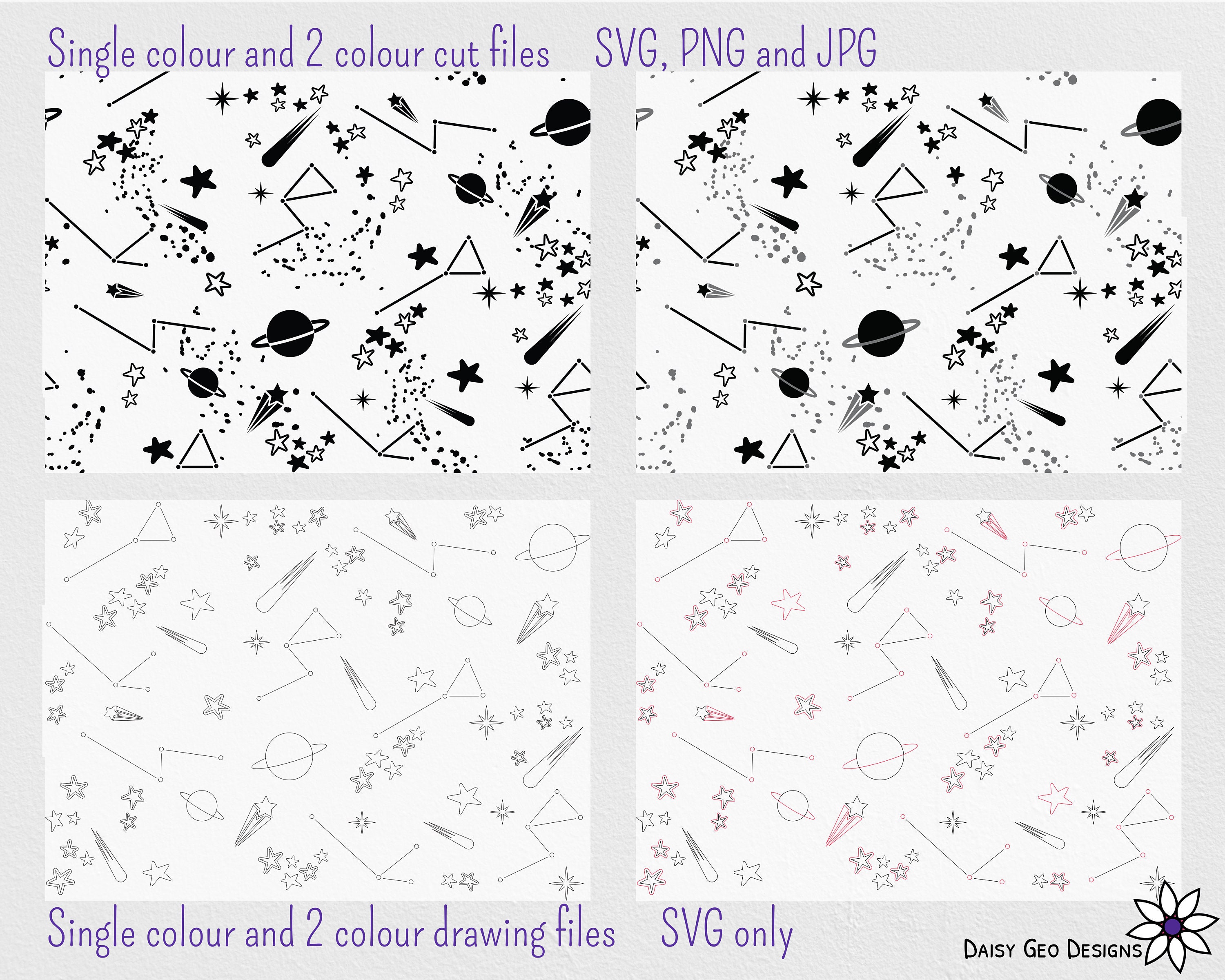 Galaxy Stars SVG Seamless Pattern for Cricut and Silhouette, Outer ...