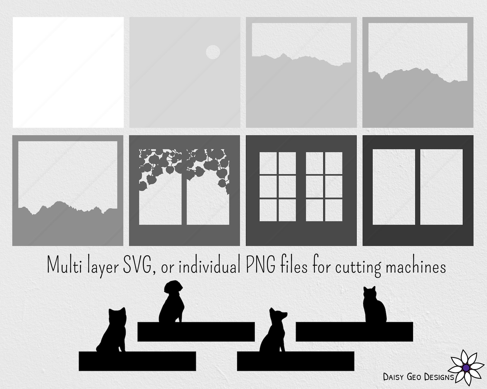 Cat and Dog Window Shadow Box, SVG for Cricut, Light Box 3D Home Decor ...