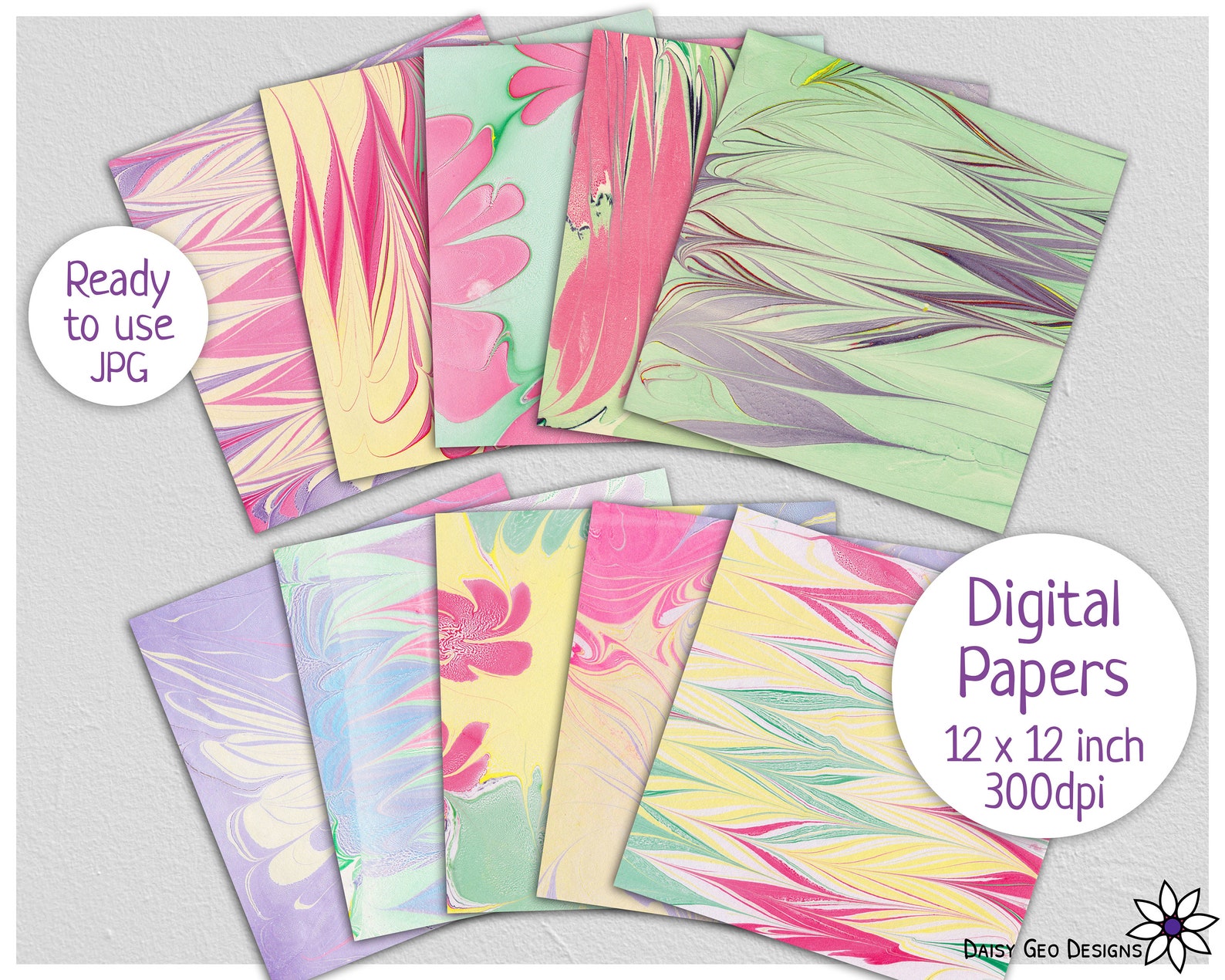 Water Marble Digital Papers, Download Printable Background, Multi ...