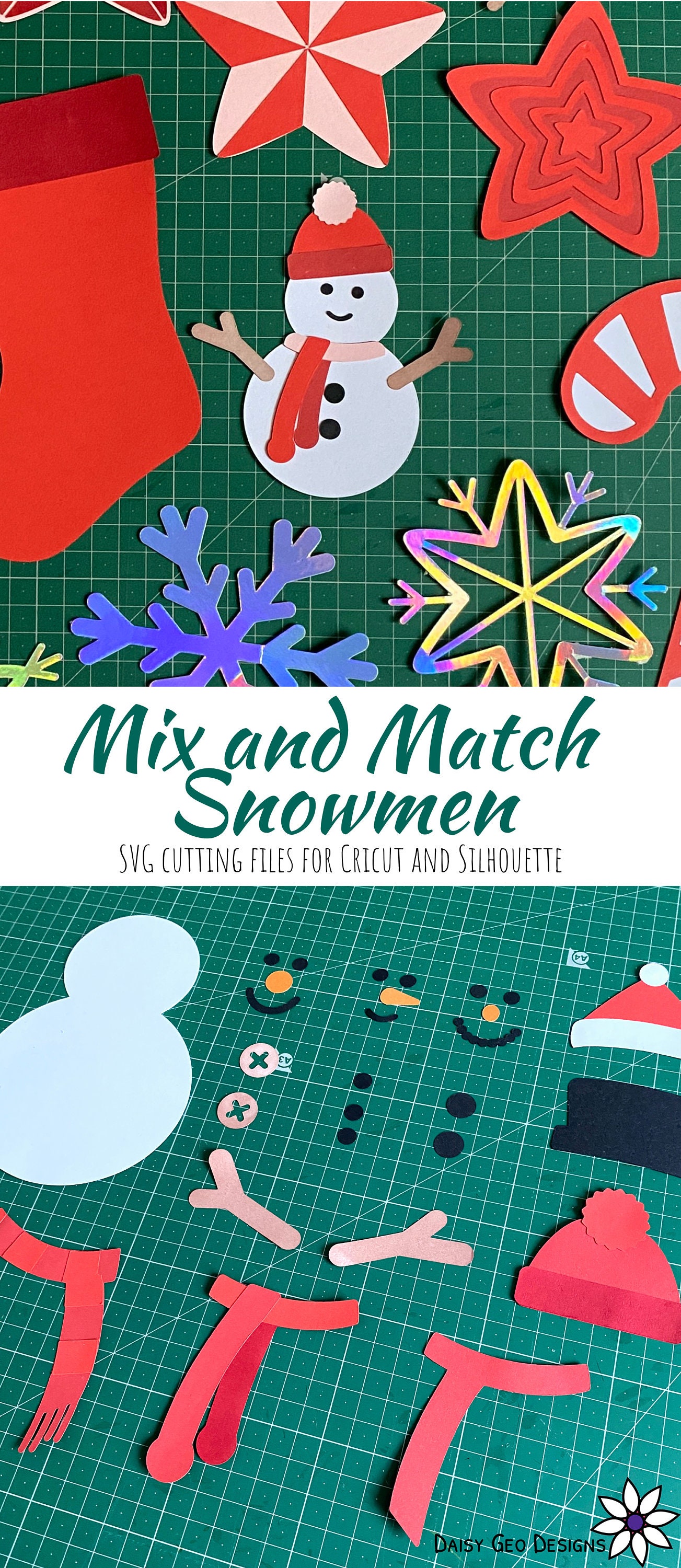 Mix and Match Snowmen SVG, Layered Decorations, Cricut Silhouette Cut ...