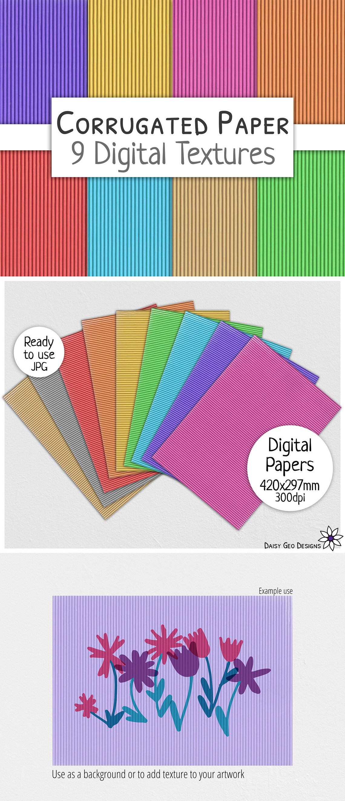 Corrugated Card Texture, A3 Digital Paper, 300dpi, Scrapbooking ...