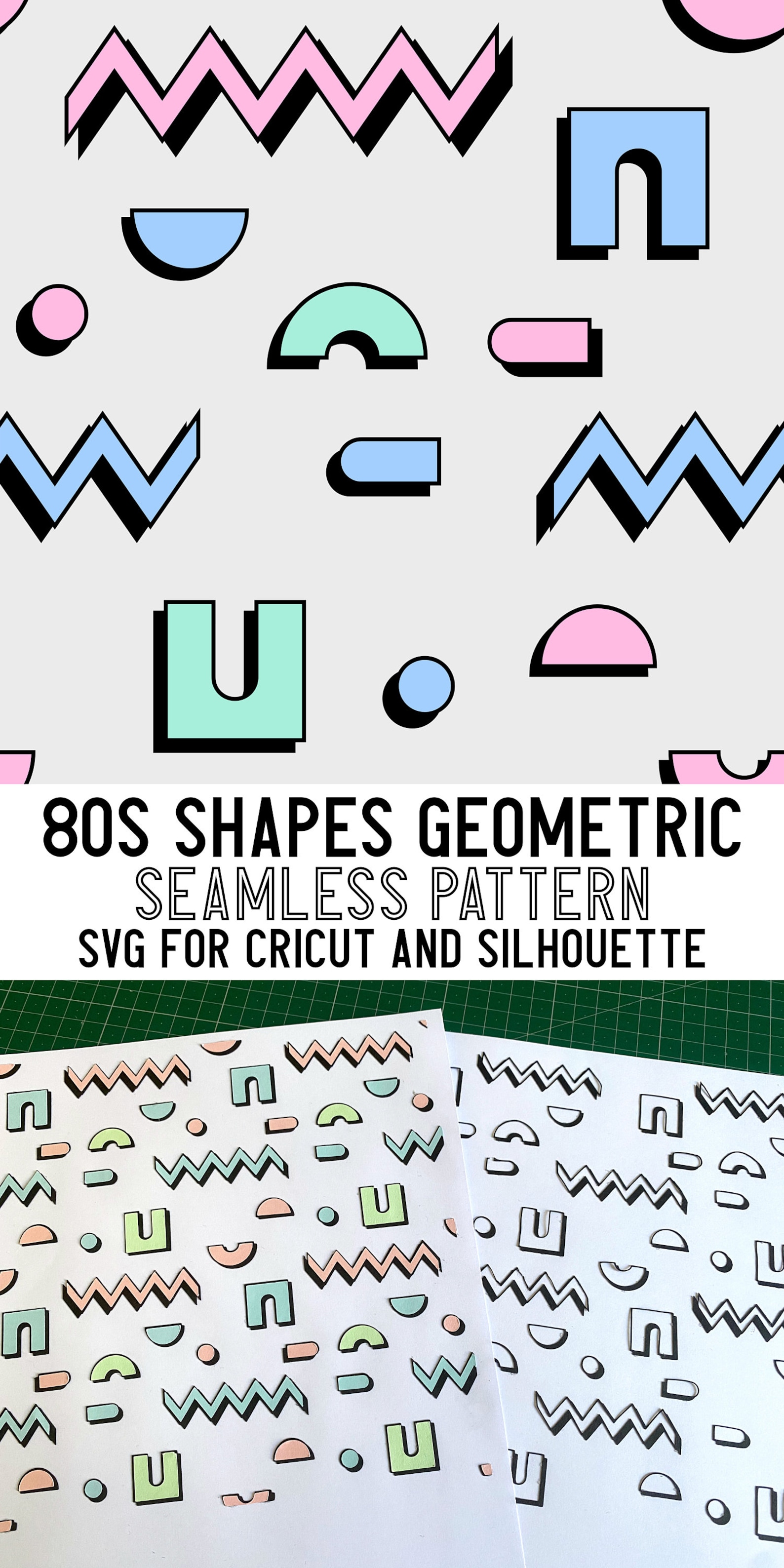 80s Shapes Geometric SVG, Seamless Pattern for Cricut and Silhouette ...