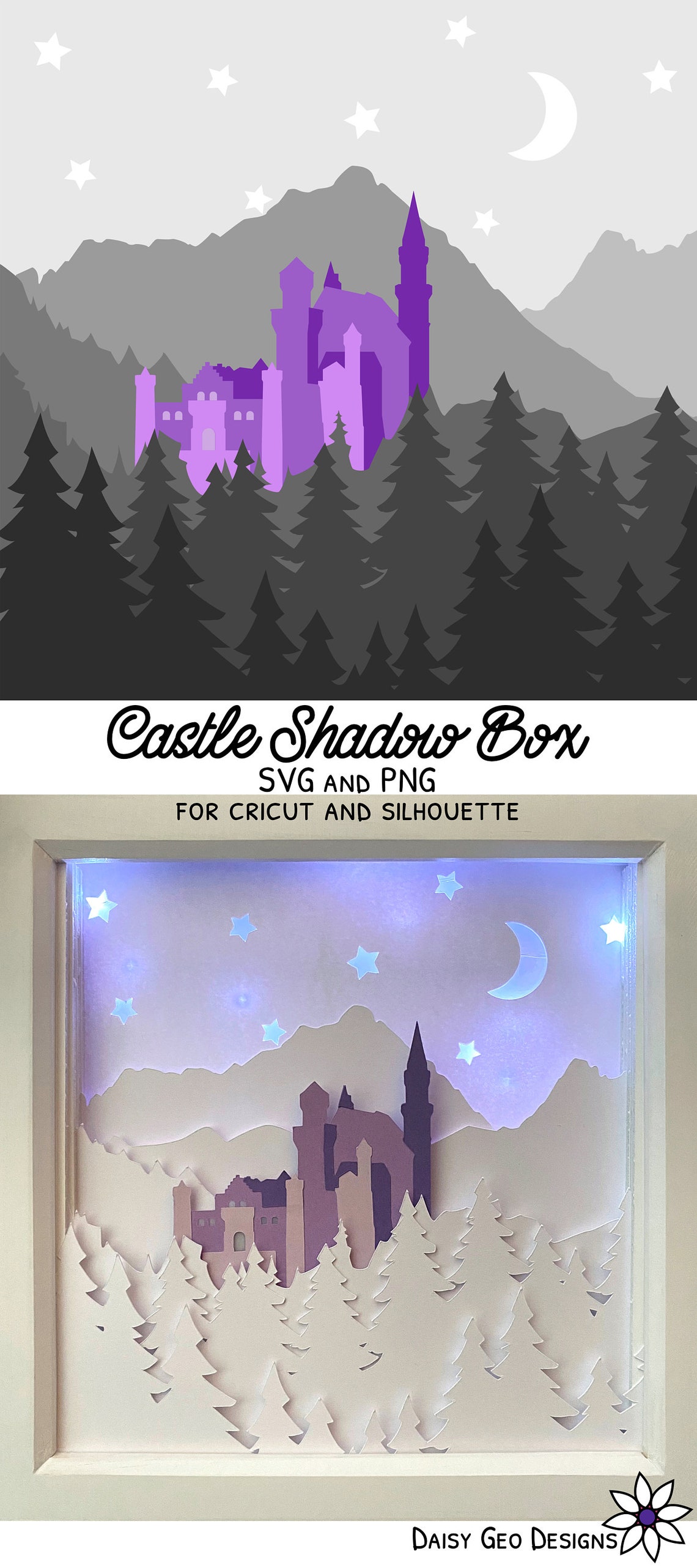 Castle Shadow Box SVG for Cricut 3D Light box DIY home | Etsy