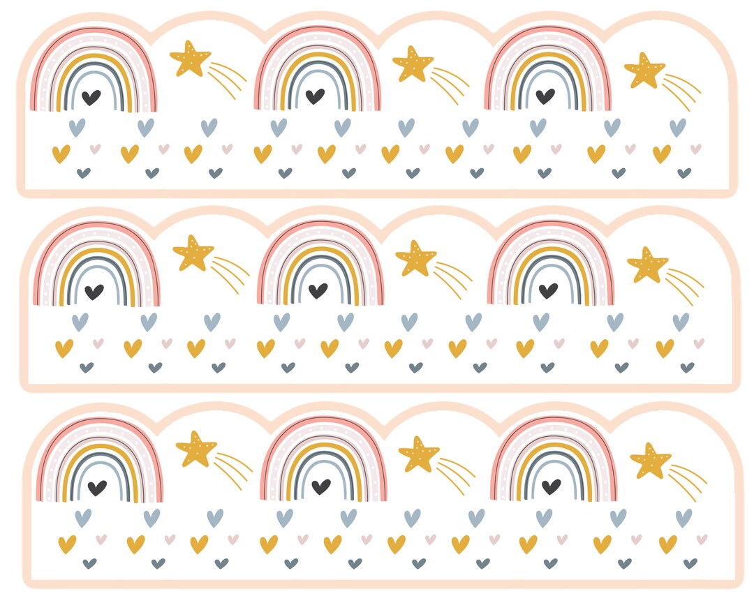 Rainbow Themed Bulletin Board Border Set. Rainbow Border Set. Muted ...