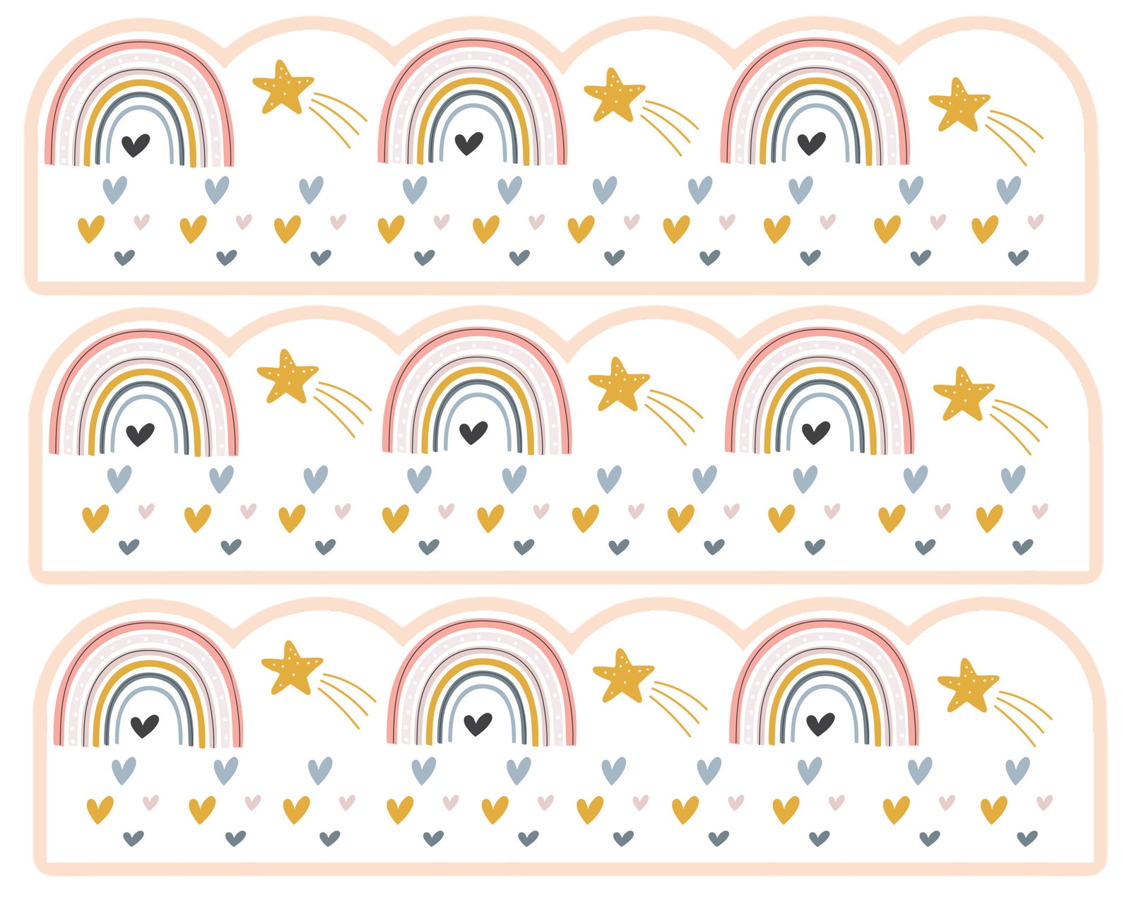 Rainbow Themed Bulletin Board Border Set. Rainbow Border Set. Muted ...