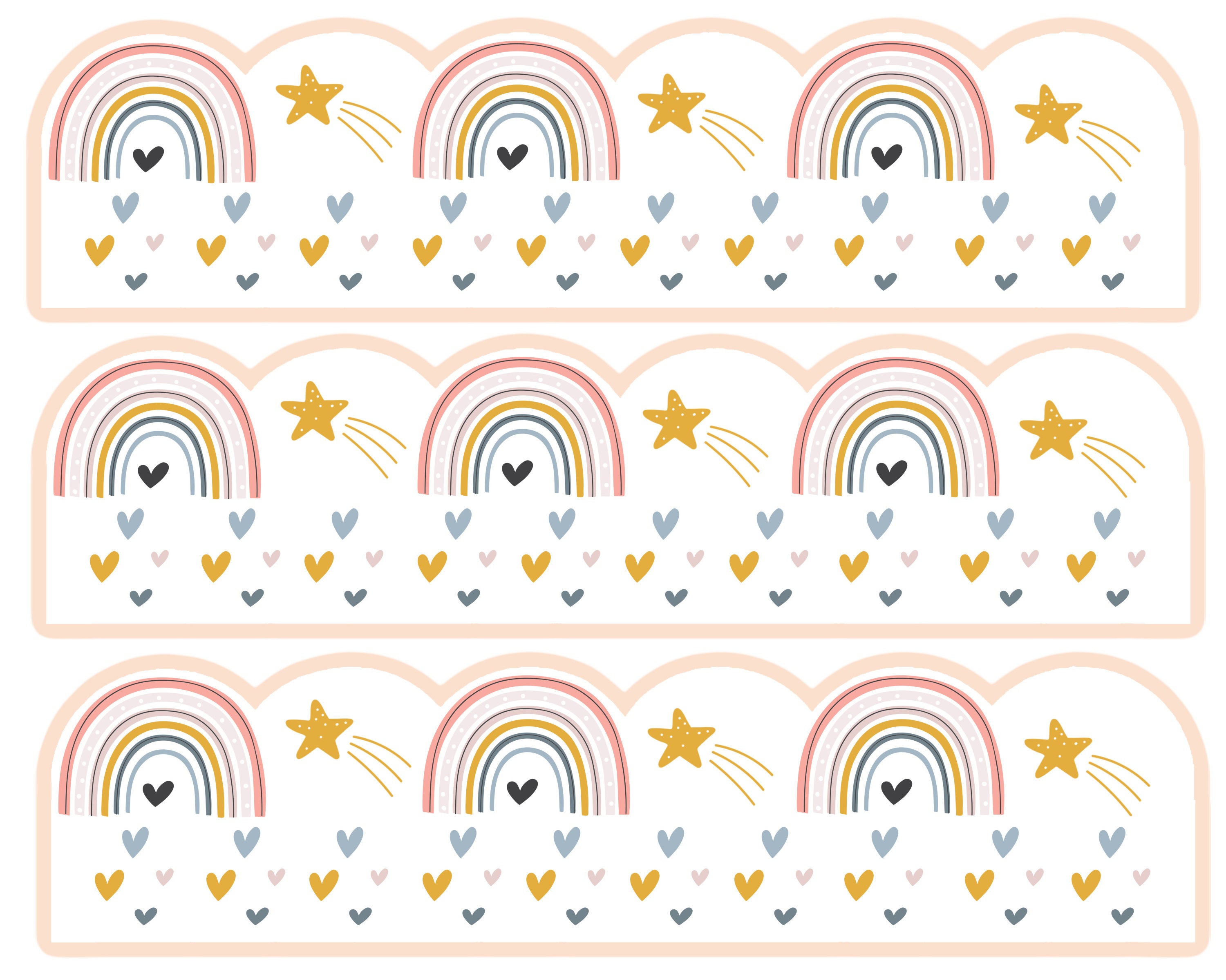 Rainbow Themed Bulletin Board Border Set. Rainbow Border Set. Muted ...