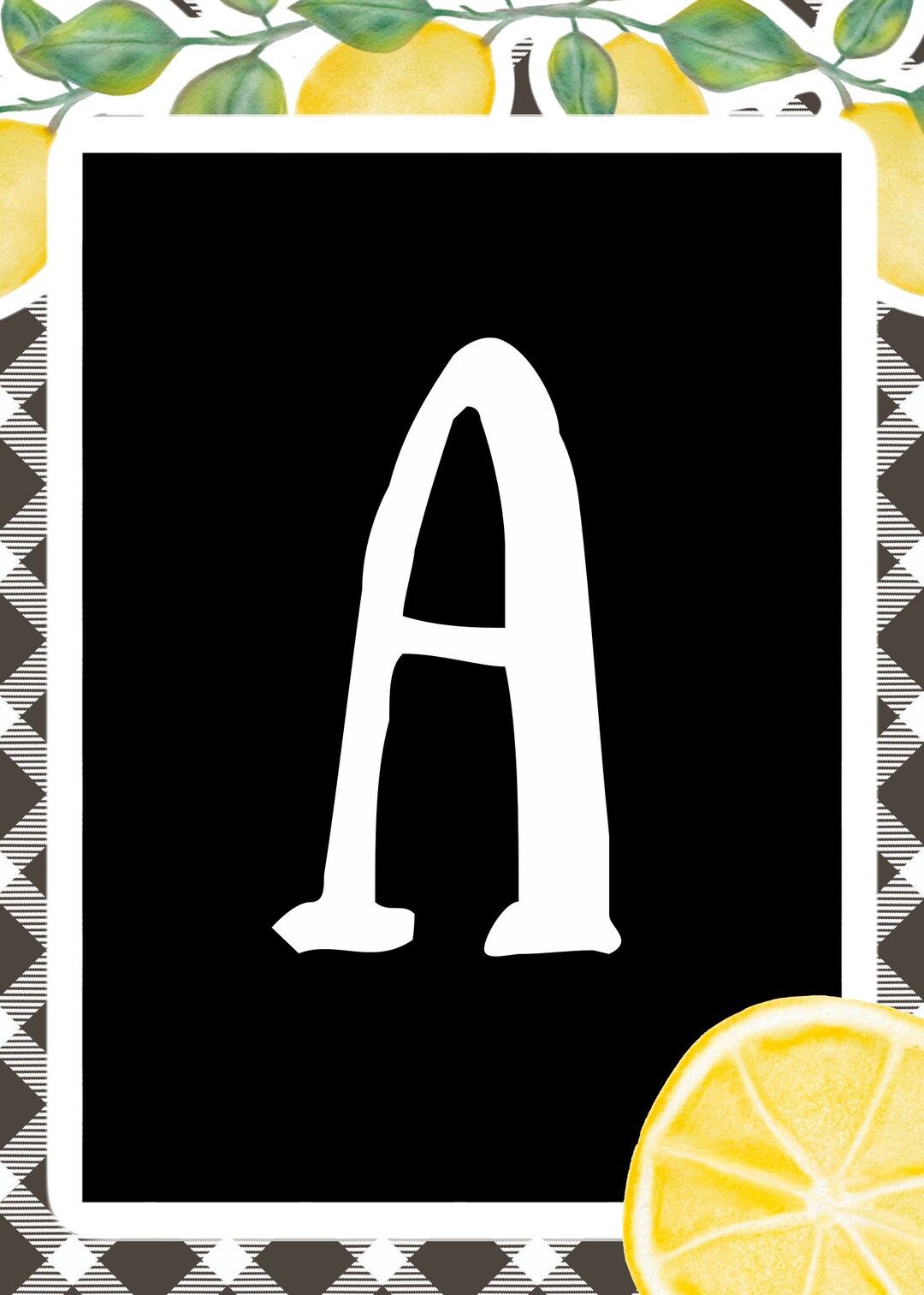 Lemon Themed Class Alphabet and Numbers Set. You Print Digital Down ...