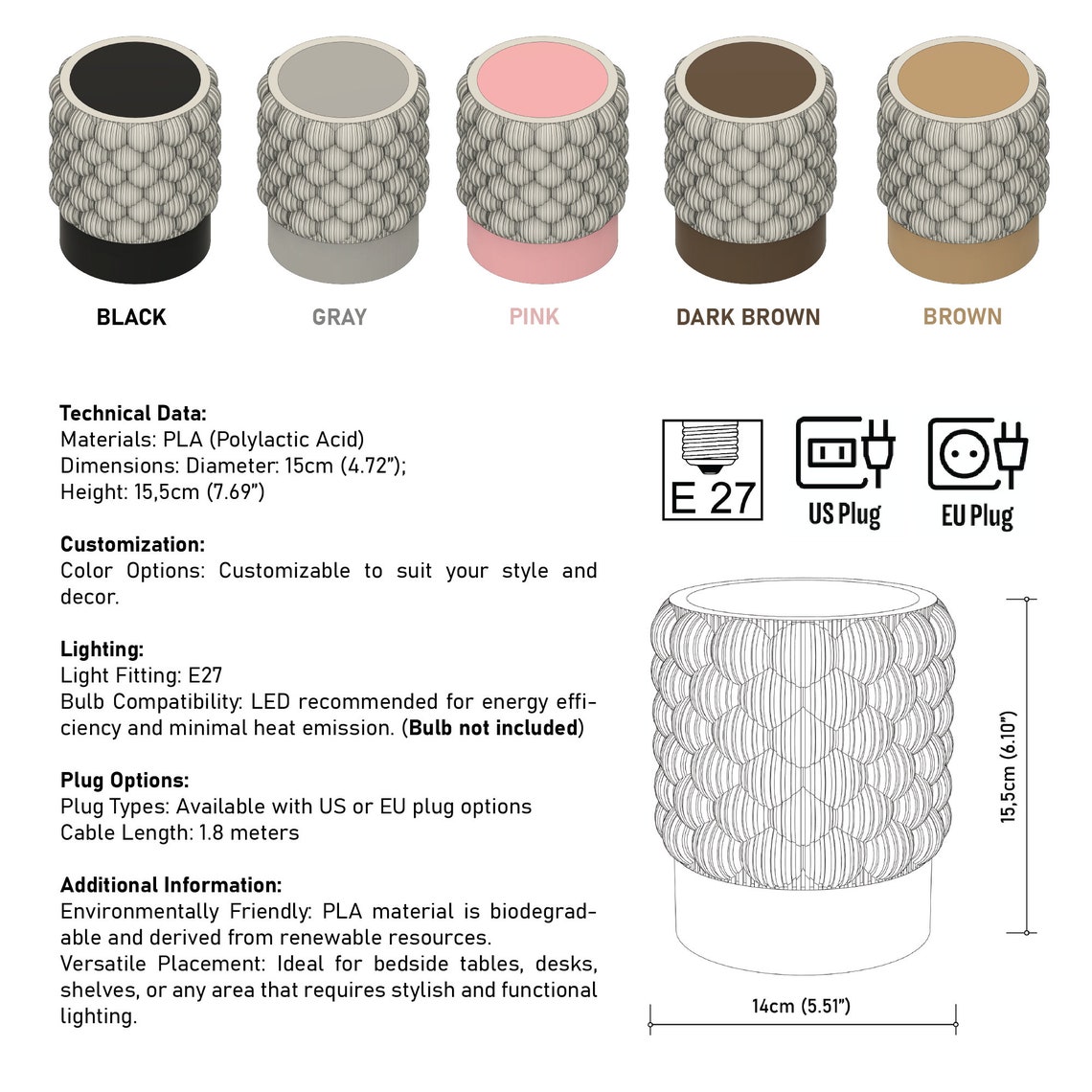 3D Printed Desk Lamp - Etsy
