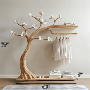 Rustic Tree Branch Rack Wall Mounted Floating Shelf Tree Hanger Clothes ...