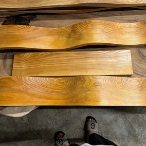 Wavy Shelf Live Edge Floating Shelves Solid Wood Wall Mount Bookshelf ...