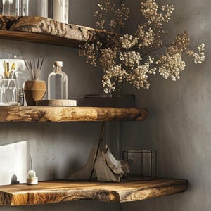 Wall Mounted Floating Corner Wall Shelf Live Edge Lshaped Floating ...