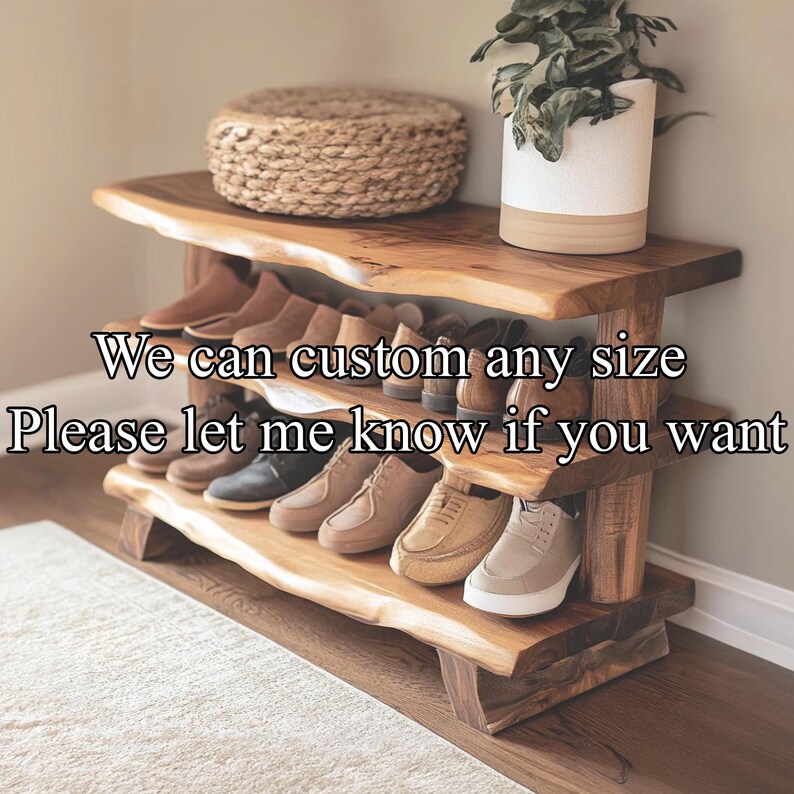 Custom Wood Bench Wood Farmhouse Shoe Rack Bench Storage Bench Rack ...