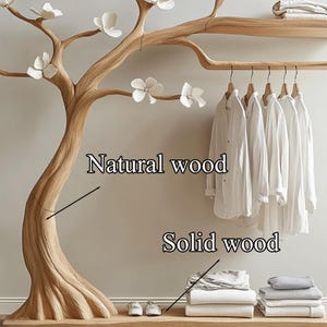 Rustic Tree Branch Rack Wall Mounted Floating Shelf Tree Hanger Clothes ...