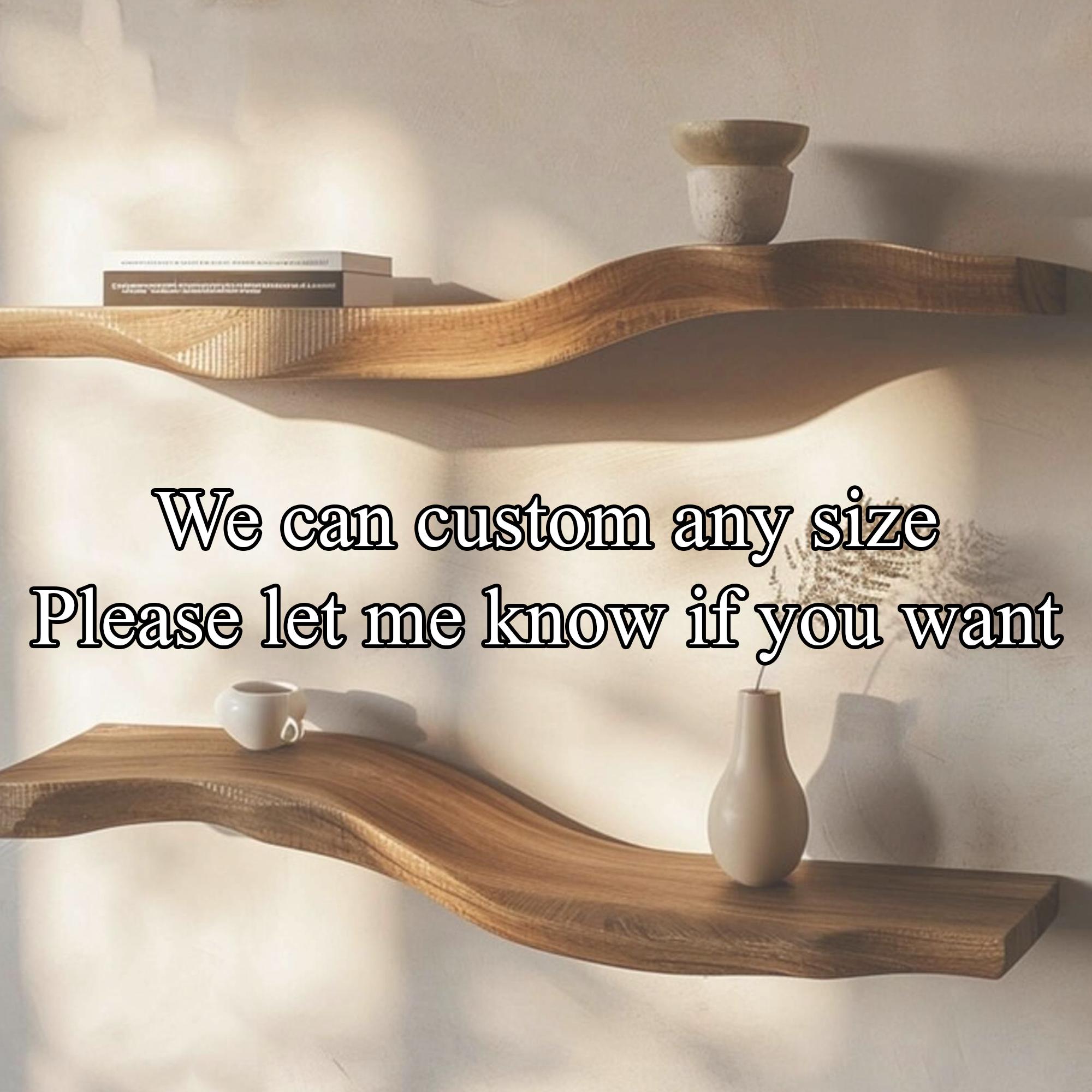 Handcraft Wavy Rustic Wooden Shelf Mid Century Bookcase Wavy Floating ...