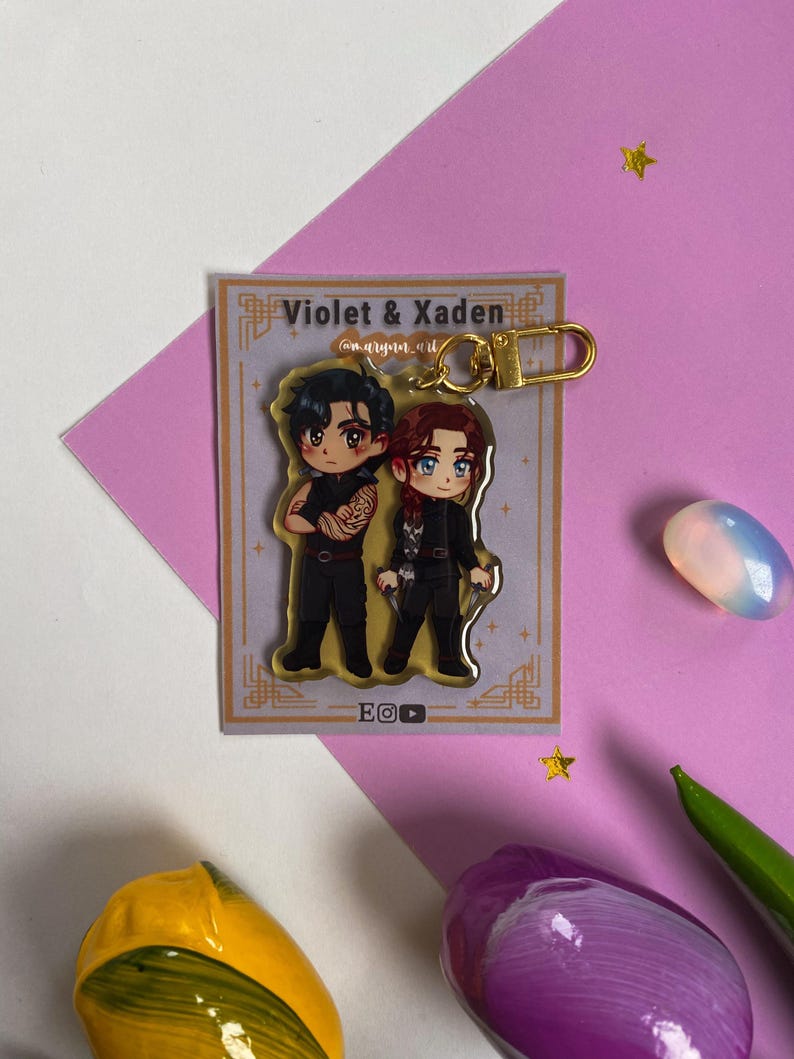 Fourth Wing Xaden & Violet Dragons Double Sided Yellow Transparency ...