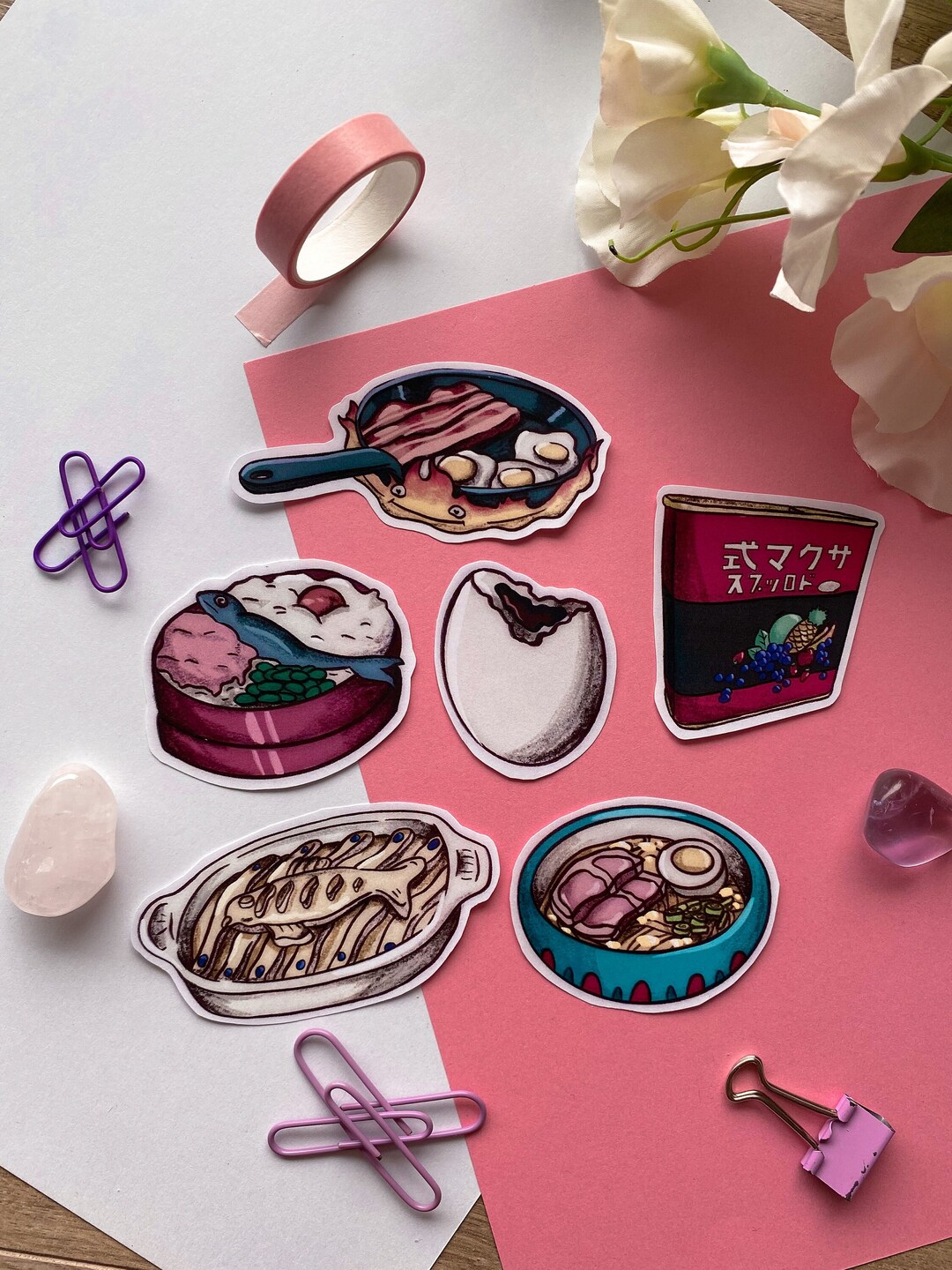 Cute Anime Movie Food Paper Sticker Pack X6 Use for Journaling/planner ...