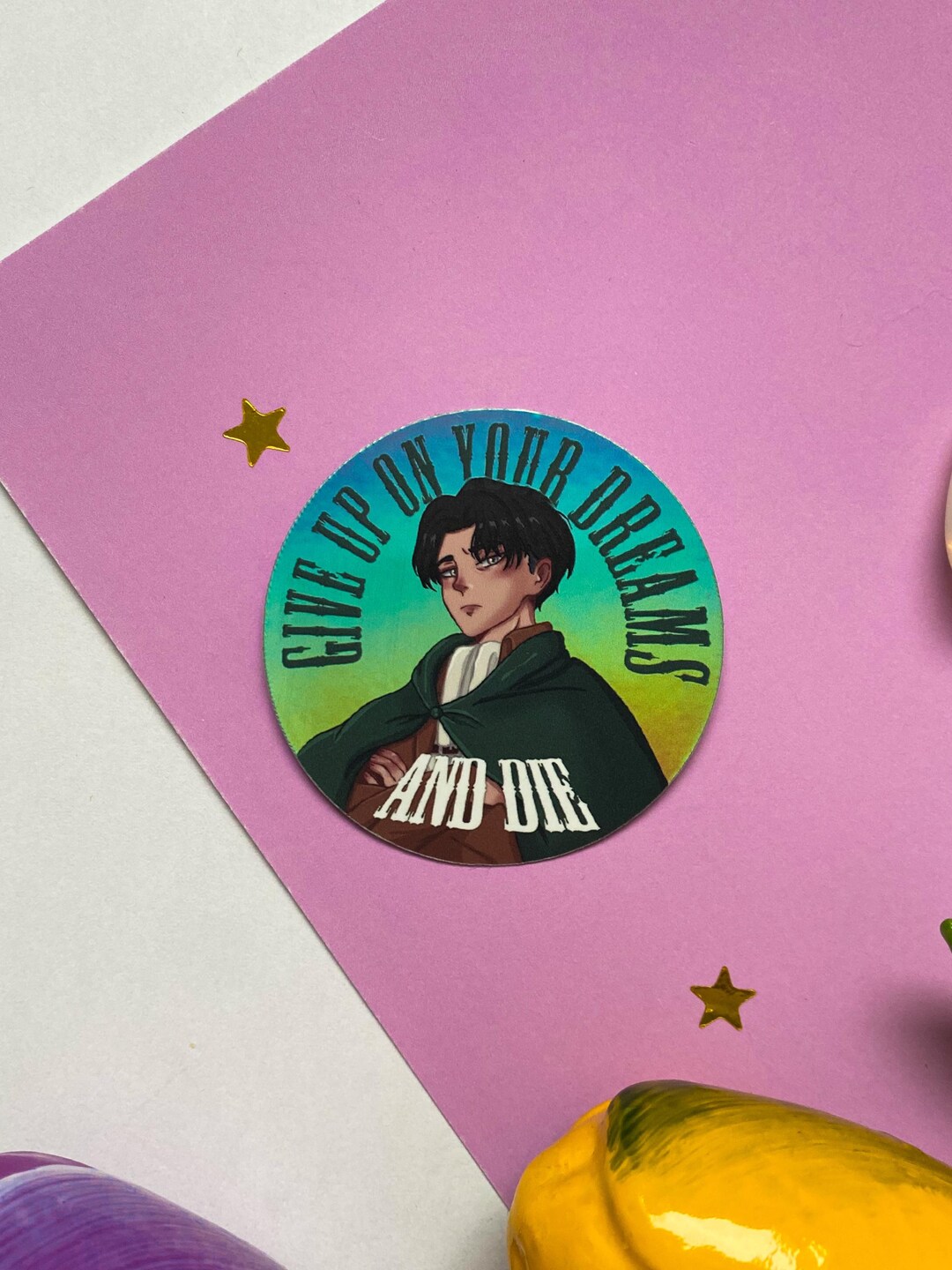 Anime Captain Sticker - Holographic "give up Your Dreams" Vinyl - Etsy