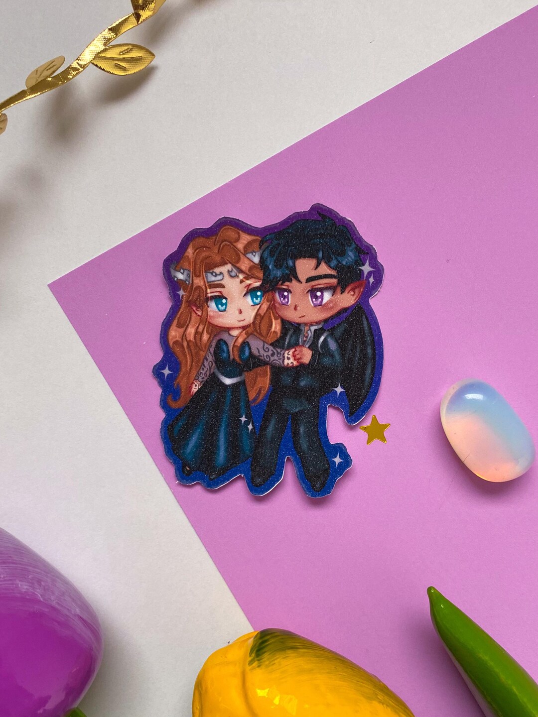 Chibi Acotar Sticker: High Lord & Lady of the Night, Sand Holo - Etsy