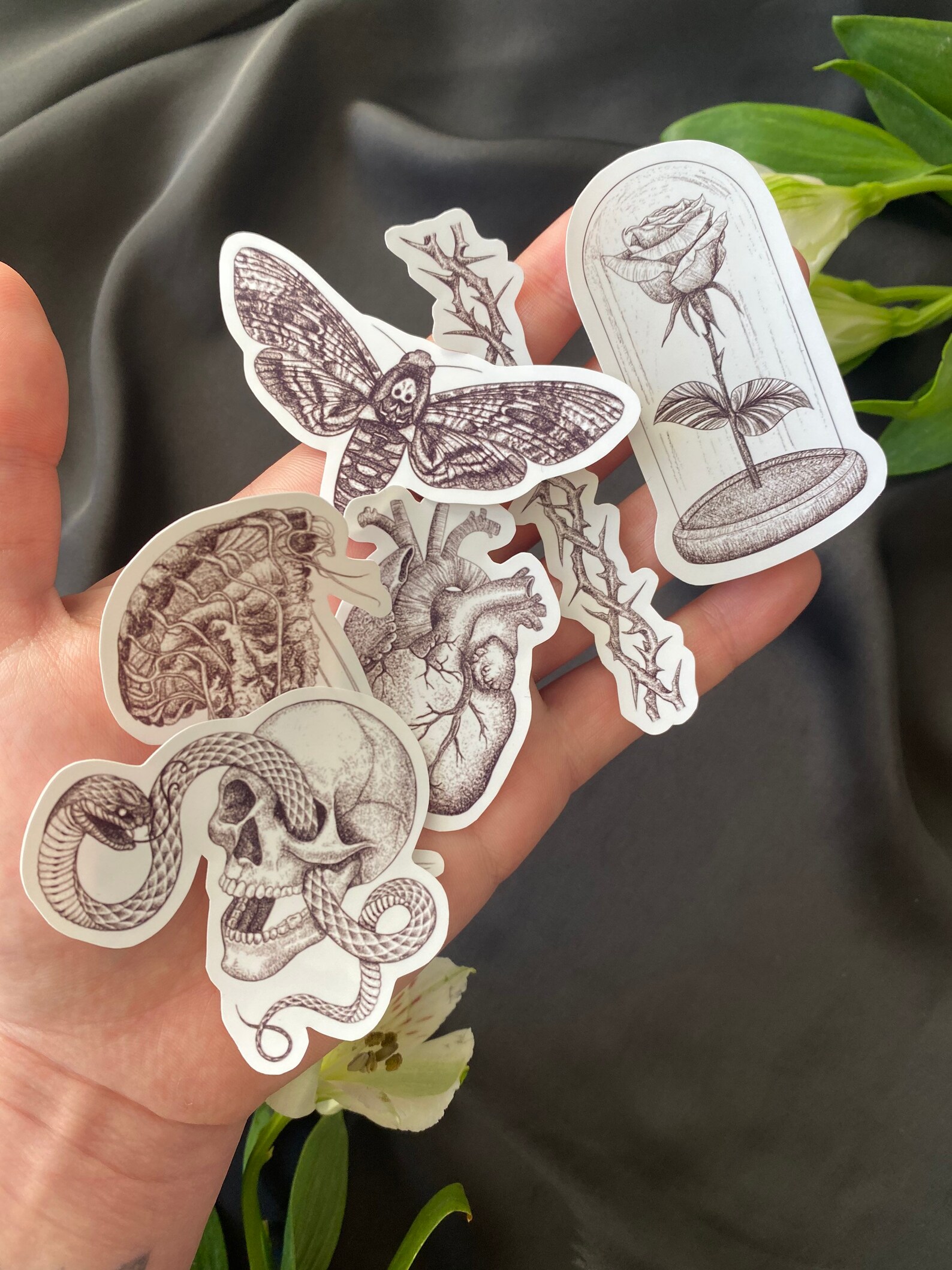 Gothic Sticker Pack 2 Black and White Vinyl Glossy Stickers | Etsy