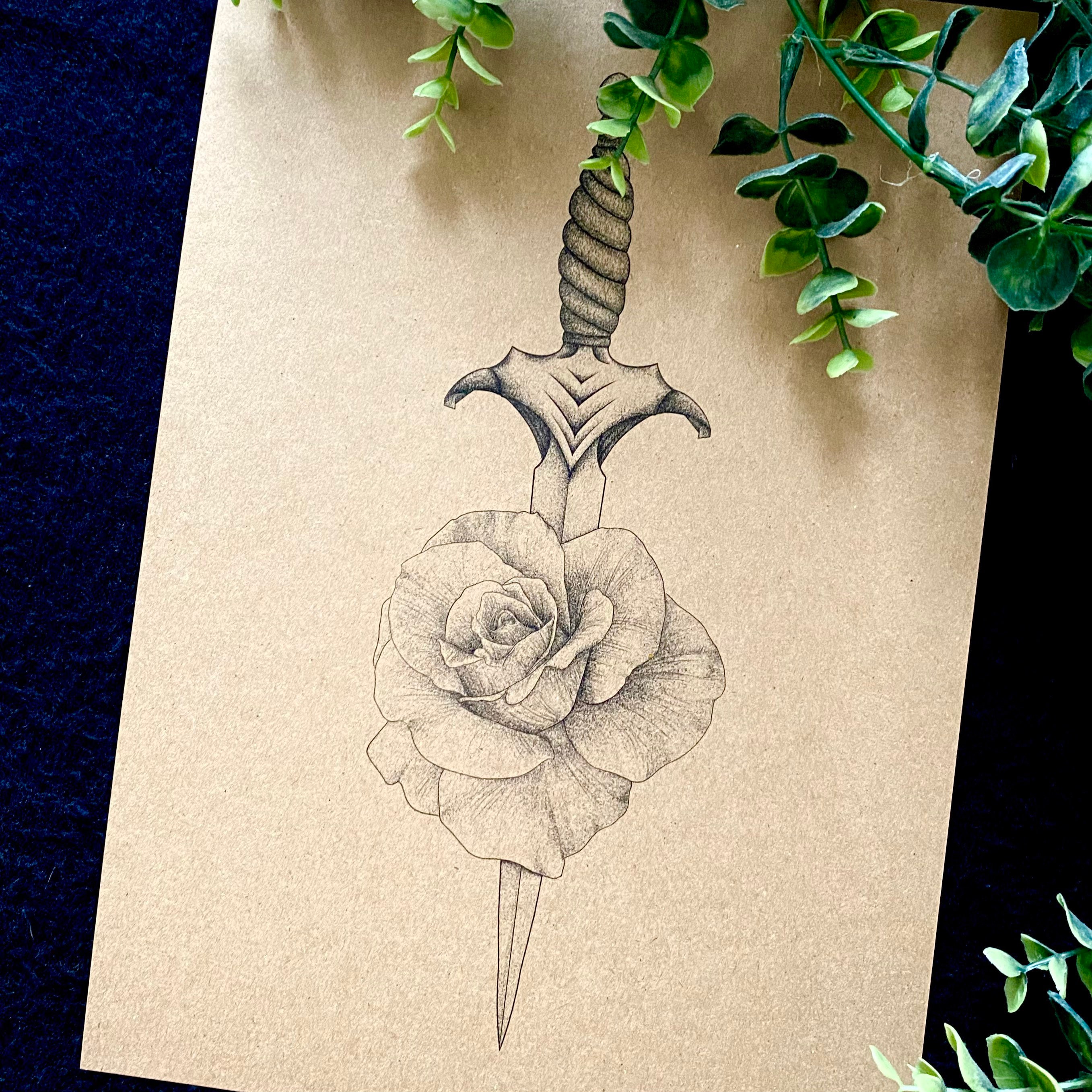 Dagger And Rose Tattoo