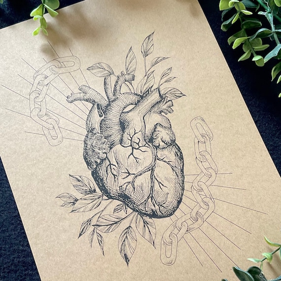 Heart With Chains Drawings