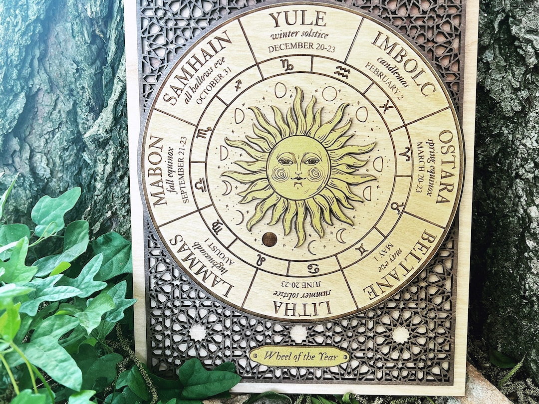 Wood Wheel of the Year Sign, Sabbat Wheel, Pagan Decoration, Witchy ...