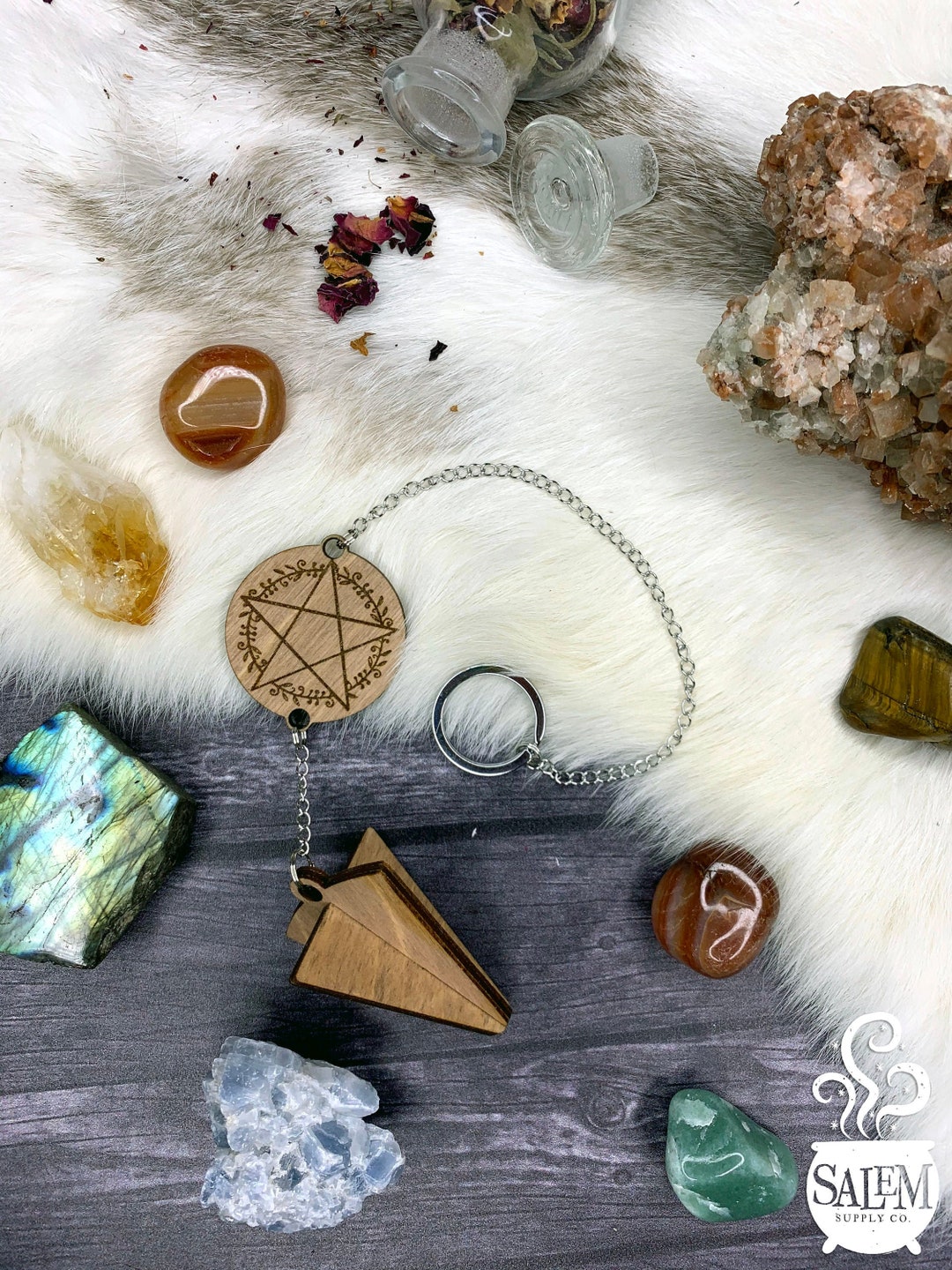 Wooden Pendulum, Dowsing Pendulum, Divination Tools, Wooden Pentacle ...