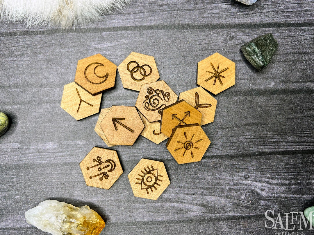 Witches Runes Set, Wooden Runes, Divination Tools, Pagan Gifts for Men ...