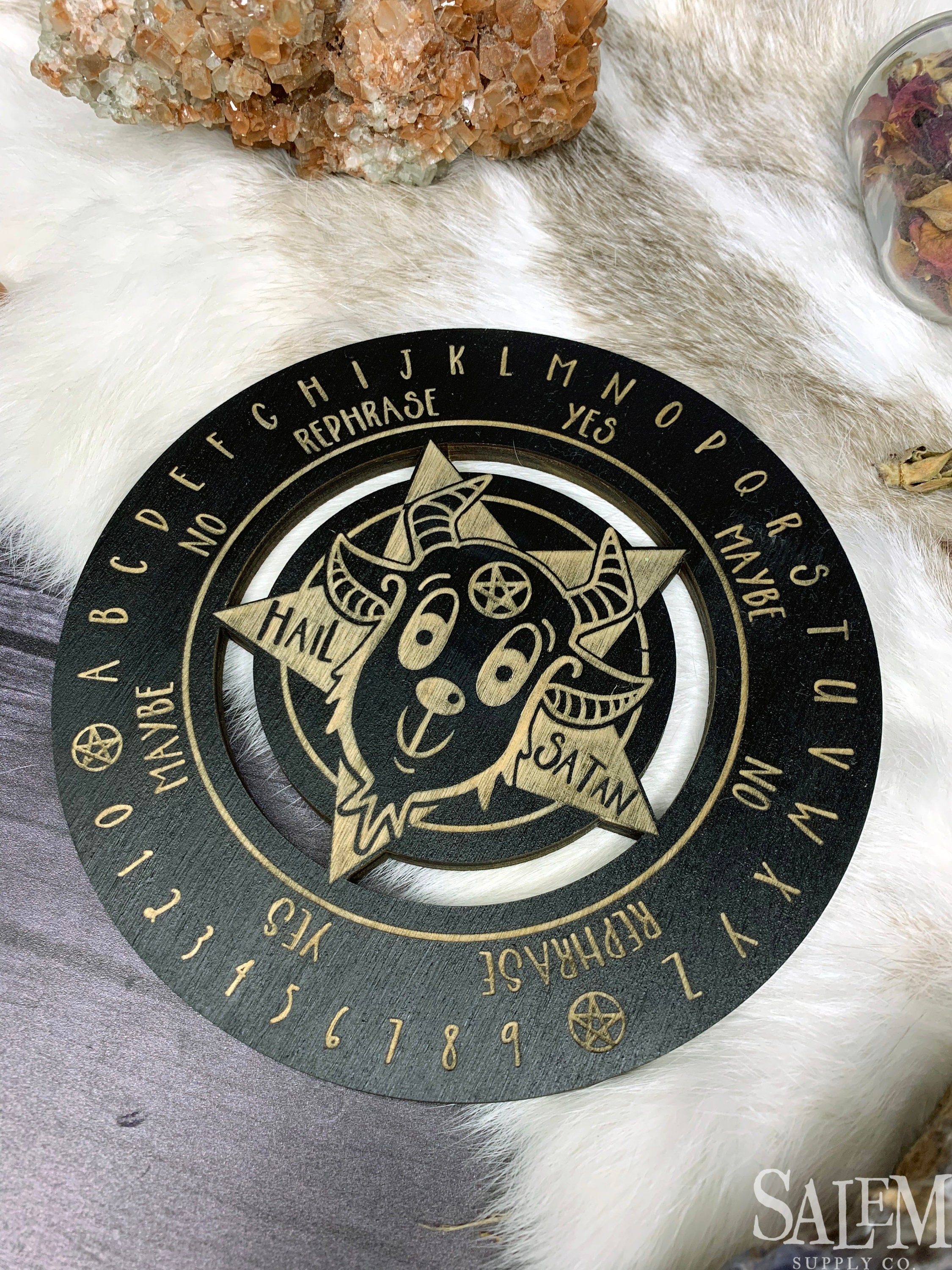 Baby Baphomet, Alphabet Pendulum Mat, Wooden Pendulum Board Letters ...