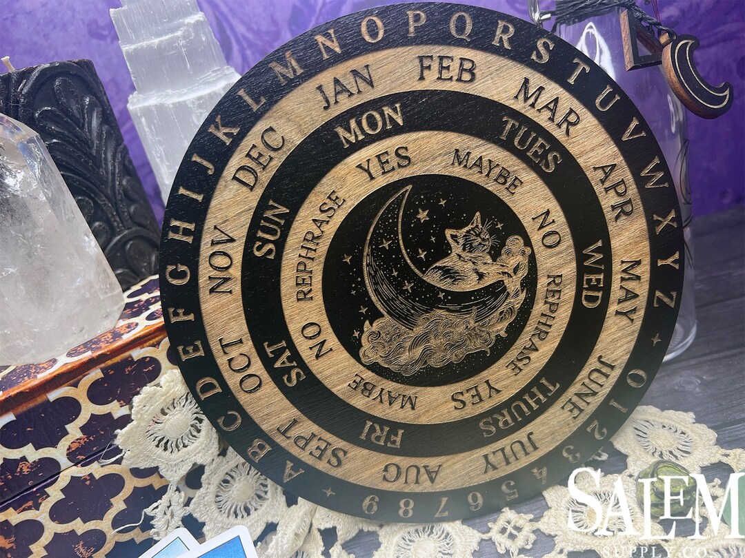 Witchy Cat, Large Pendulum Board, Divination Tools, Fortune Telling ...