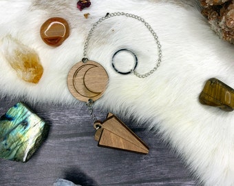 Wooden Pendulum With Chamber Divination Tool Dowsing Natural Gemstone ...