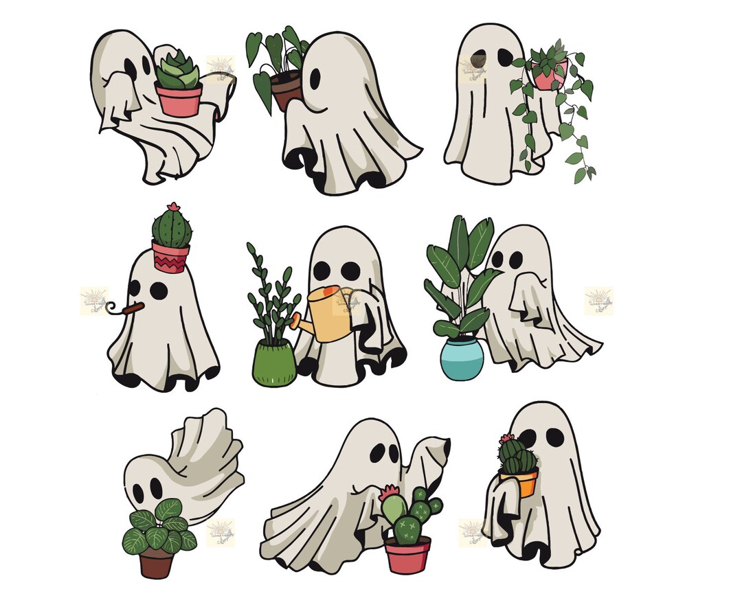 Ghosts Plants Lover Halloween SVG PDF PNG Dxf Eps for Your Custom ...