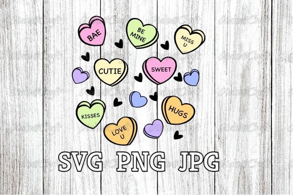Valentine Candy Hearts Bundle Layered SVG PNG & JPG Instant | Etsy