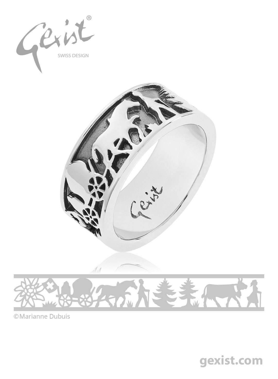 Sterling Silver Edelweiss Ring With the Cheesemaker and His Cows - Etsy
