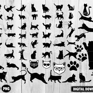 Cat Svg Bundle Kitten Svg Cat Clipart Cat Silhouette Cat - Etsy