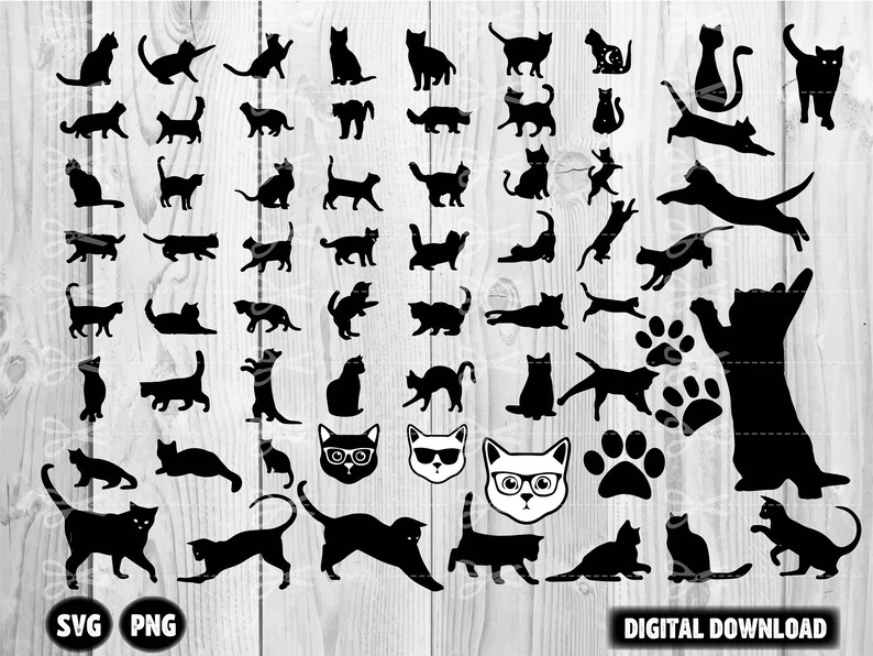 Cat Svg Bundle Kitten Svg Cat Clipart Cat Silhouette Cat - Etsy