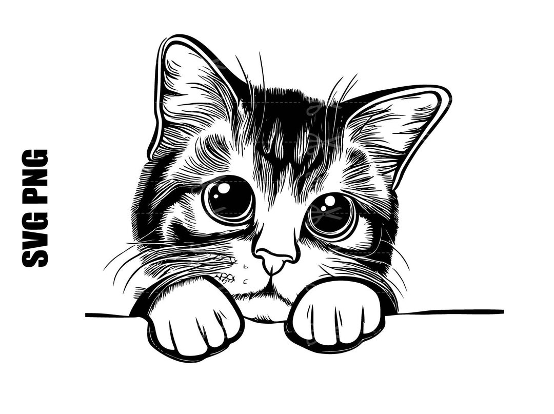 Whimsical Peeking Cat Delightful Cat SVG for Creative Crafting Cute Cat ...