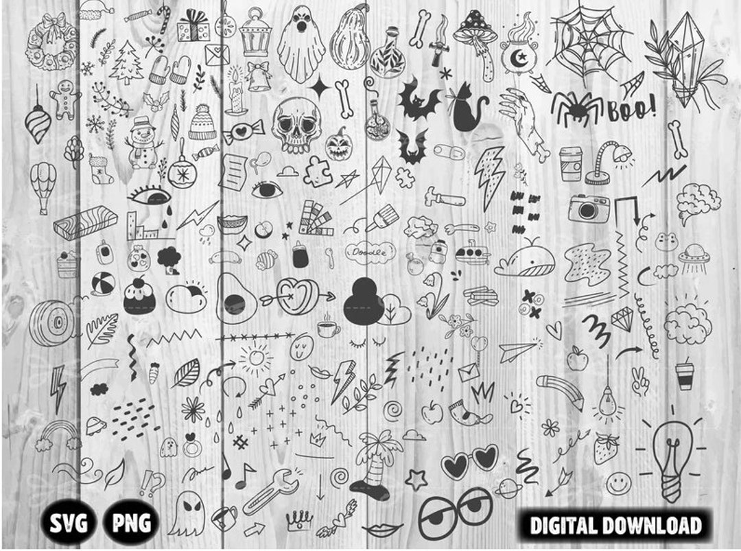 Doodle Svg Bundle, Doodles Svg, Swashes Svg ,christmas Elements Svg ...