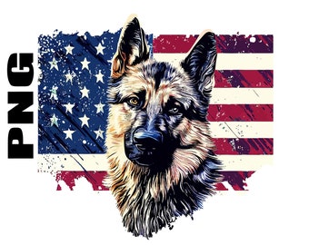 Grunge GERMAN SHEPHERD SVG With American Flag, German Shepherd Clipart ...