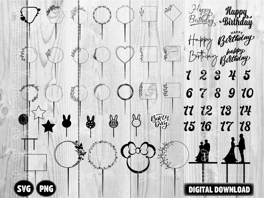Birthday Cake Topper Svg Bundle, Wedding Cake Topper Svg, Wreath Svg ... Birthday Cake Topper Svg Bundle, Wedding Cake Topper Svg, Wreath Svg ...