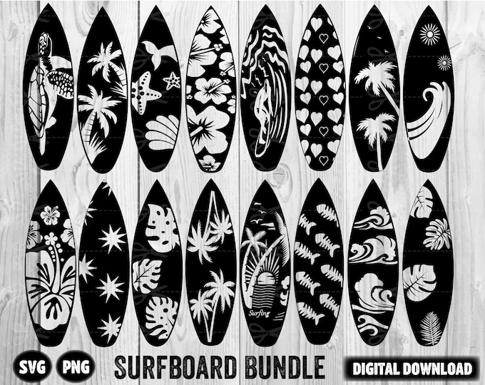 Surf Board SVG Bundle, Surf Board Dxf, Surf Board Png, Surf Board ...