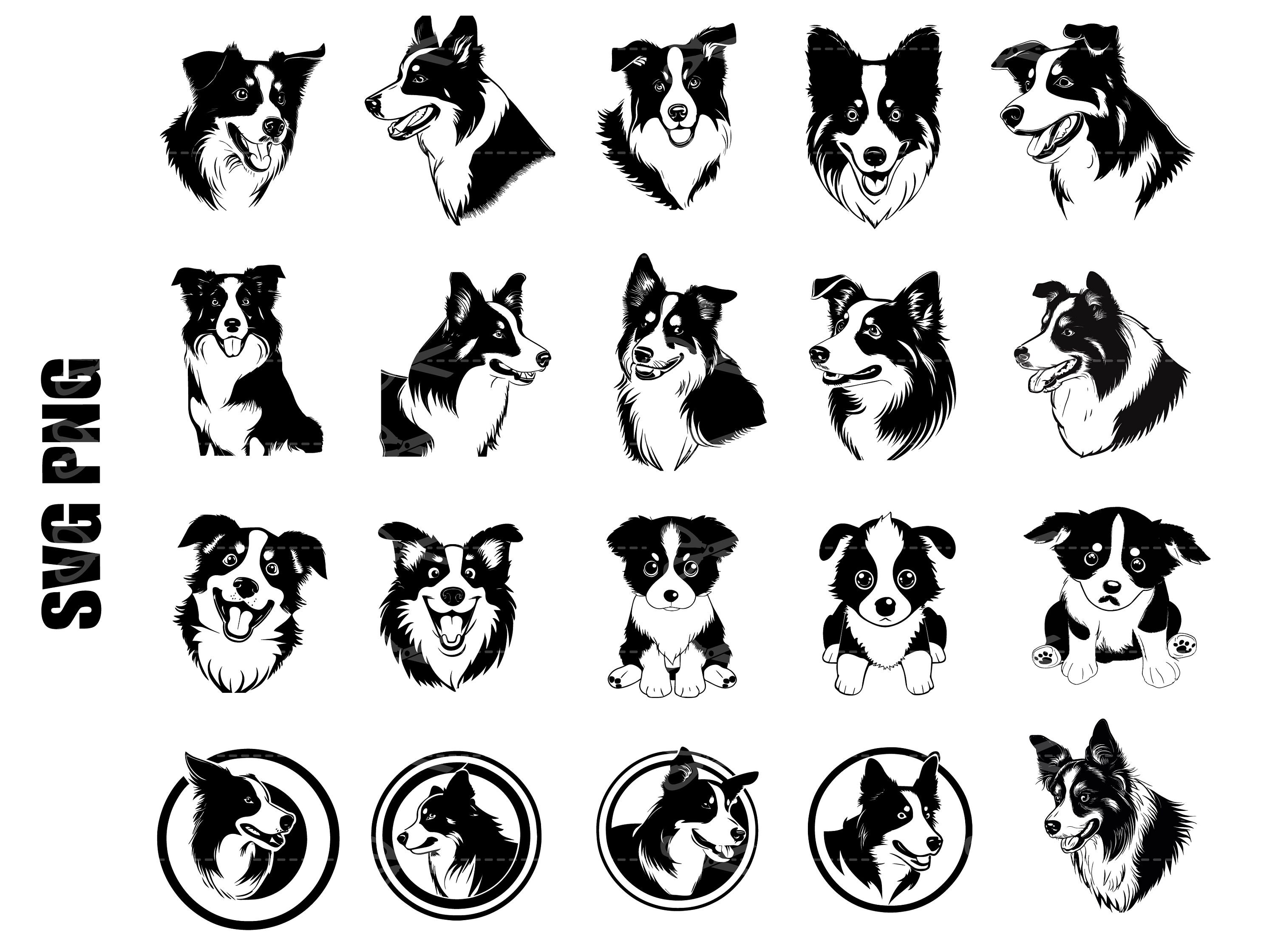 Border Collie Head Silhouette
