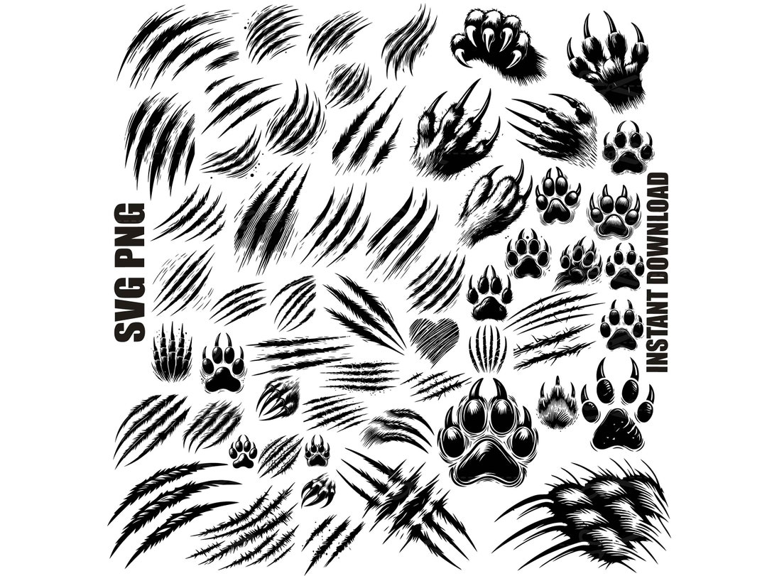 Claw Marks SVG, Bloody Claw Marks Svg, Slashes SVG, PNG, Digital Cut ...