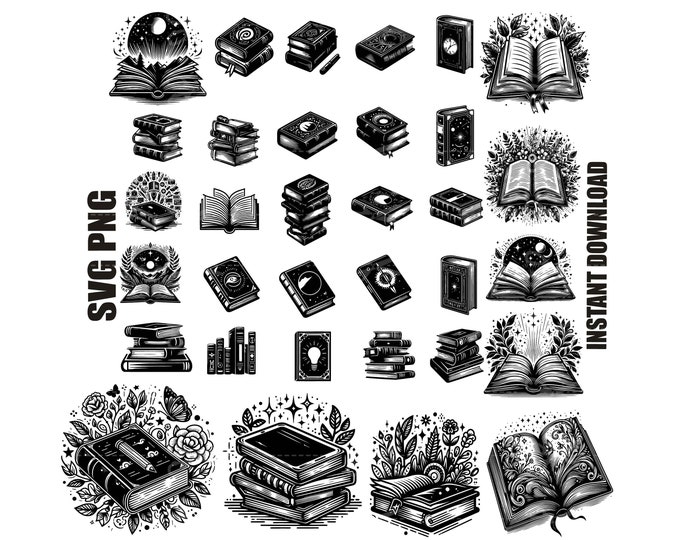 Book Stack Svg Cut Files With Four Different Variations, Cut Files for ...